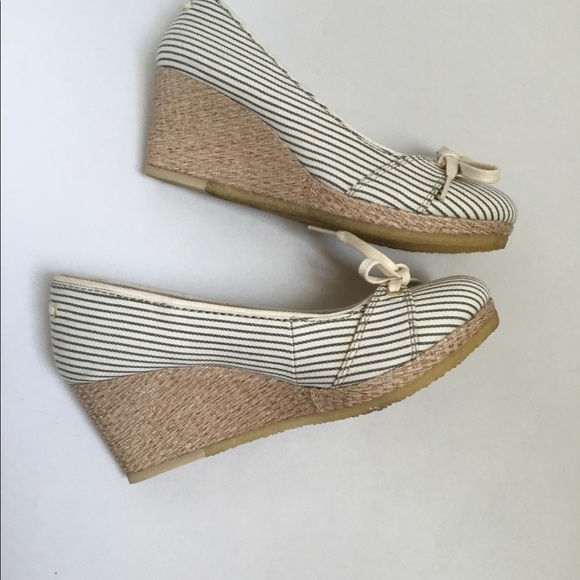 Clarks | Shoes | Clarks Originals Striped Canvas Wedge Espadrilles ...